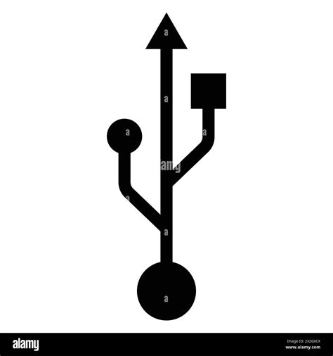 Usb Vector Icon Simple Black Connector Port Sign Computer Usb Socket Data Cable Symbol