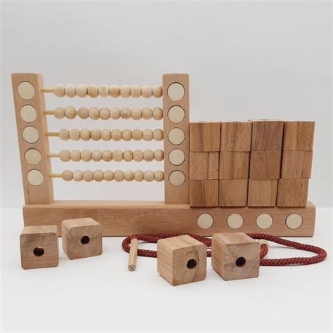 Natural Colorless Abacus And String Cube Stacking Game Etsy