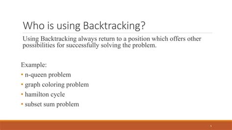 Backtracking Algorithmppt Computing Technology And Computing