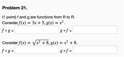 solved problem 21 1 point f and g are functions from r to