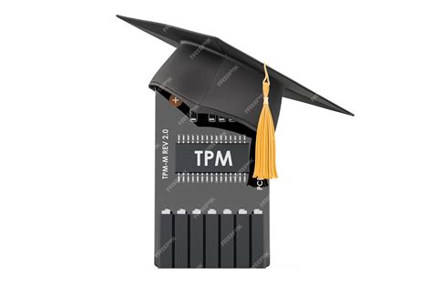 Premium Photo Trusted Platform Module Tpm With Education Hat 3d Rendering Isolated On White