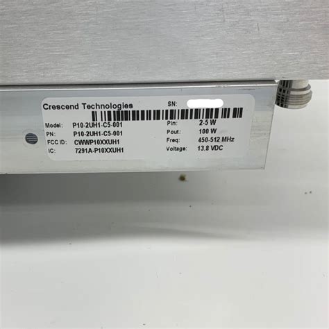 Crescend P10 2uh1 C5 001 450 512 Mhz 2 5w Input 100w Output Amplifier