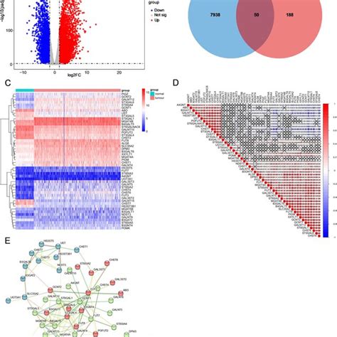 the expression profiling of gts in ovarian cancer a the volcano plot