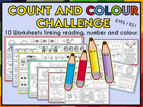 10 Count And Colour Challenge Worksheets Teaching Resources