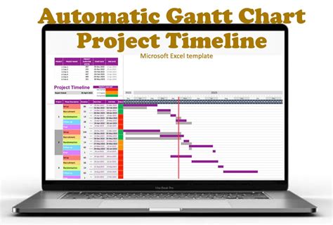 Gantt Chart Automatic Project Timeline Excel Template Etsy