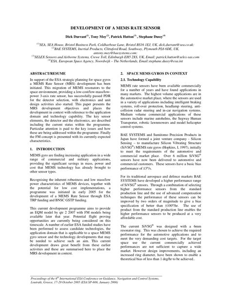 Pdf Development Of A Mems Rate Sensor