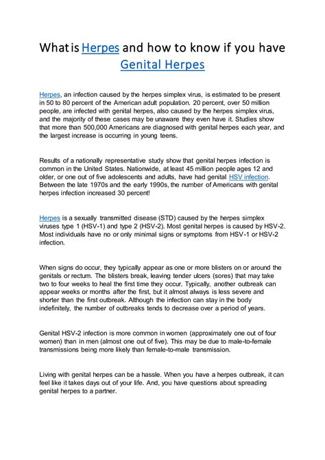 What Is Herpes And How To Know If You Have Genital Herpes PDF