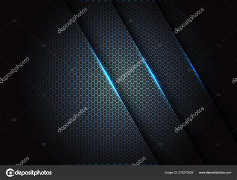 abstract blue light hexagon mesh pattern dark grey metallic design