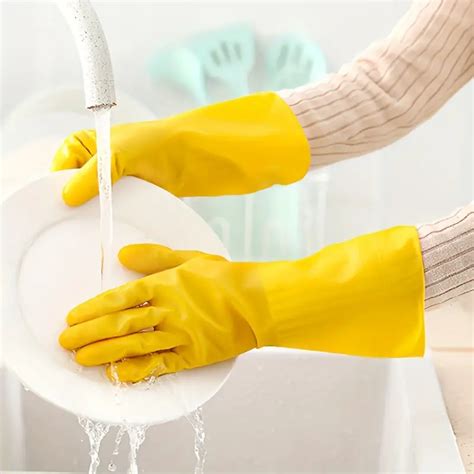 가정용 청소용 프리미엄 라텍스 장갑 두꺼운 내구성 있고 방수 기능이 있는 주방 설거지 세탁 및 차량 세척용 Temu Republic Of Korea