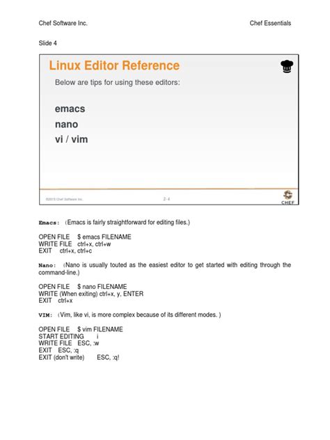 Linux Editor Reference Emacs Nano Vi Vim Pdf
