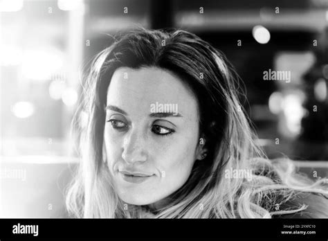 Pensive Beautiful Woman Portrait Of Pensive Beautiful Woman Stock