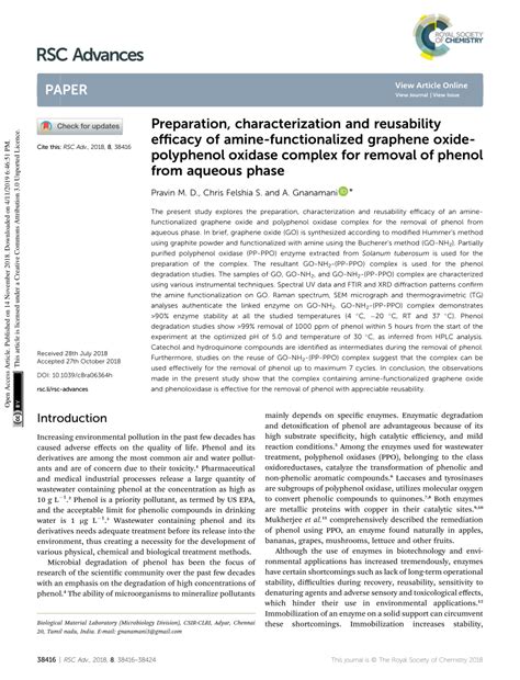 Pdf Preparation Characterization And Reusability Efficacy Of Amine Functionalized Graphene