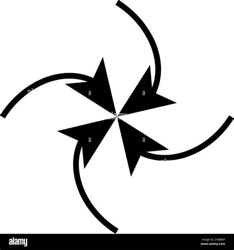 Four Arrows In Loop In Center Black Icon Stock Vector Image And Art Alamy