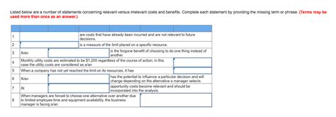 Solved Listed Below Are A Number Of Statements Concerning