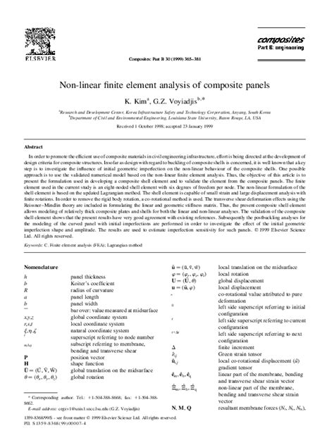 pdf non linear finite element analysis of composite panels