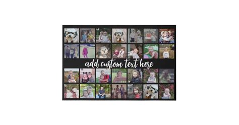 28 photo collage grid script text black white faux canvas print