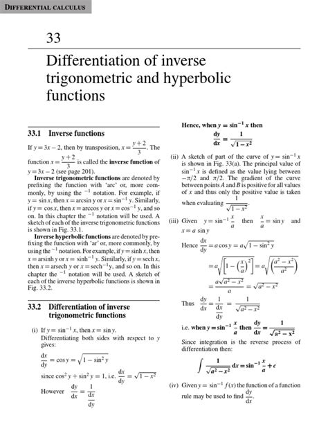 Differentiation Of Inverse Trigonometric And Hyperbolic Functions Pdf