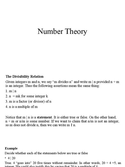 number theory divisibility and congruence pdf equations ring theory