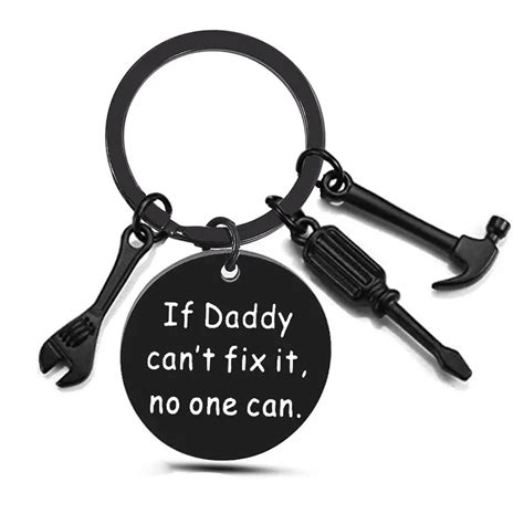 1pc Fathers Day Keychain If Dad Cant Fix It Stainless Steel Hammer