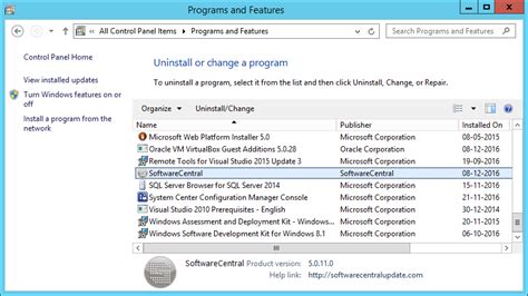 Uninstall Softwarecentral