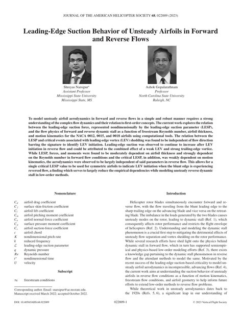 Pdf Leading Edge Suction Behavior Of Unsteady Airfoils In Forward And