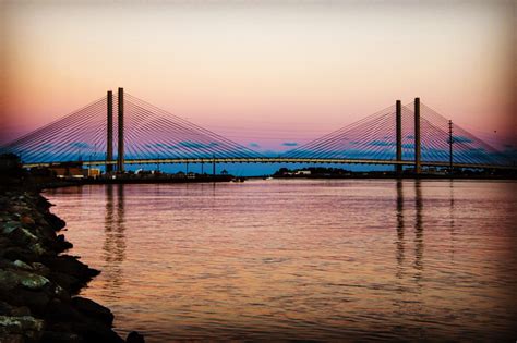 The Indian River Inlet Bridge At Dusk Rdelaware
