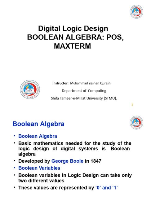 Lecture 11 Sop Pos Minterm Maxterm Pdf Boolean Algebra Teaching Mathematics