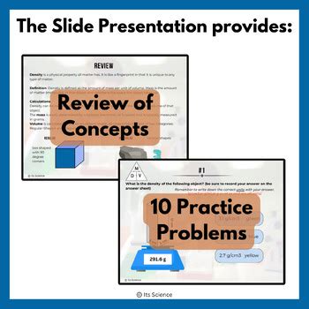 Density Mass And Volume Calculations Practice Problems Color By Number