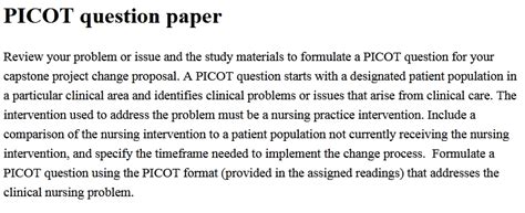 PICOT Question Paper IResearchNet Org