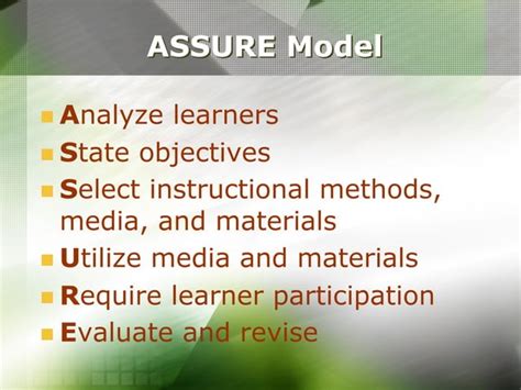 Assure Instructional Design Model Presenttaion Ppt