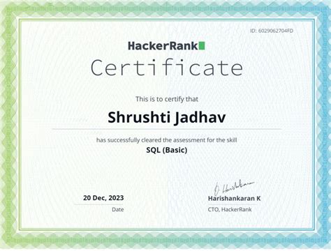 Shrushti Jadhav On Linkedin Sql Hackerrank Skillsassessment