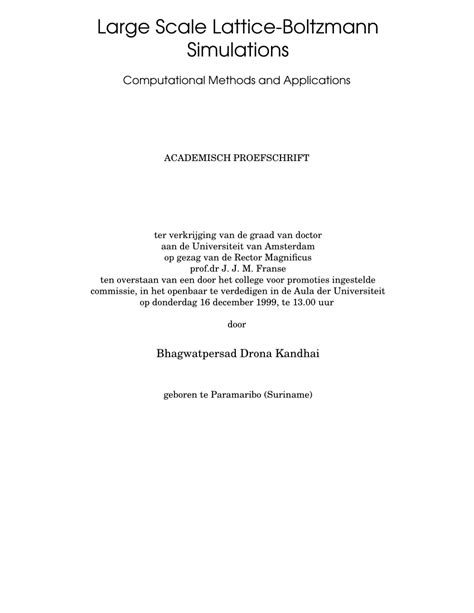 Pdf Large Scale Lattice Boltzmann Simulations