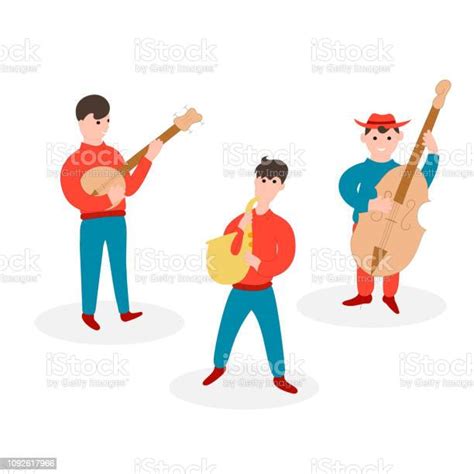 재즈 음악 밴드입니다 국가 음악 축제 그룹 밴 조 첼로와 색소폰 음악가입니다 벡터는 일러스트 레이 션 고립 Classical Concert에 대한 스톡 벡터 아트 및 기타