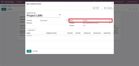 Odoo Analytic Accounting Feature
