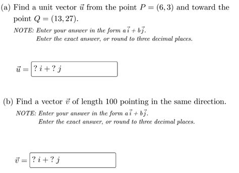 Solved a Find a unit vector ū from the point P Chegg