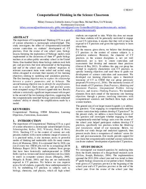 pdf computational thinking in the science classroom