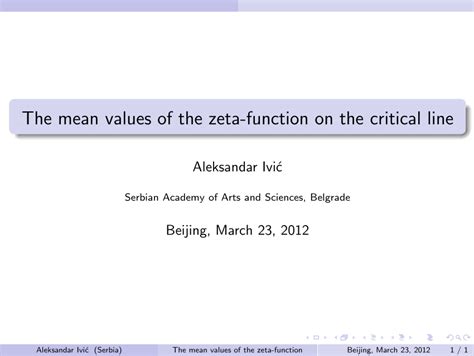 Pdf The Mean Values Of The Zeta Function On The Critical Line