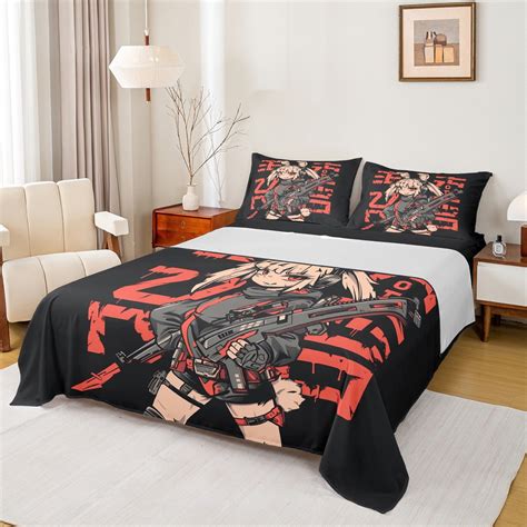 Manfei Anime Girl 4 Piece Full Size Sheets Japanses Style Bed Sheets