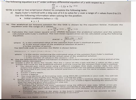 Solved The Following Equation Is A 1st Order Ordinary