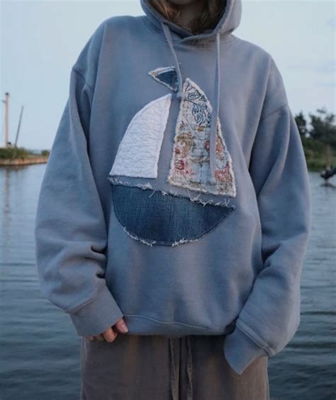 Handmade Sailboat Hoodie Embroidered Hoodie Designs Craft Hoodie