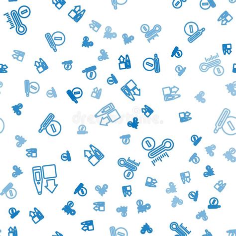 Set Line Digital Thermometer Meteorology And Medical On Seamless Pattern Vector Stock Vector