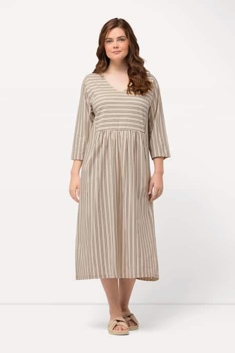 Eco Cotton 34 Sleeve Striped Dress Popcorn Ulla Popken