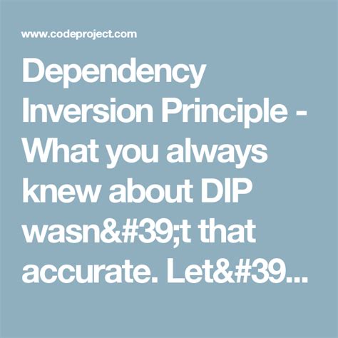 dependency inversion principle what you always knew about dip wasn t