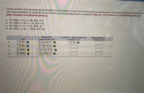 solved check whether the binomial approximation is