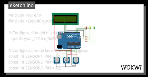 Tres Sensores Analogicos En Display Y Tres Salidas Digitales Wokwi ESP STM Arduino Simulator