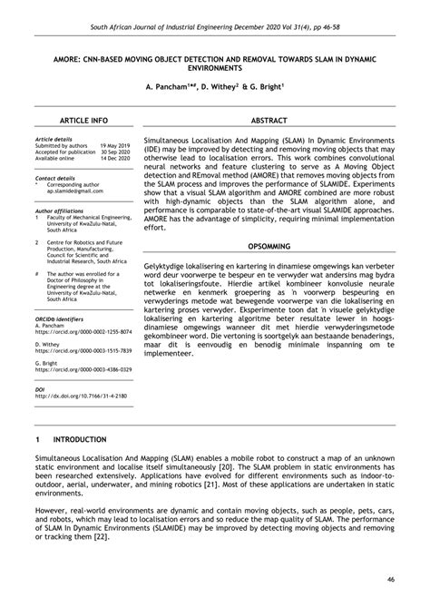 Pdf Amore Cnn Based Moving Object Detection And Removal Towards Slam