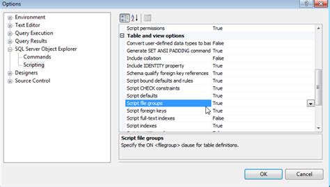 ssms scripting partition scheme with correct filegroup sql and more