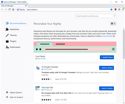 Enable New Firefox Recommended Extensions Suggestions In Firefox 68