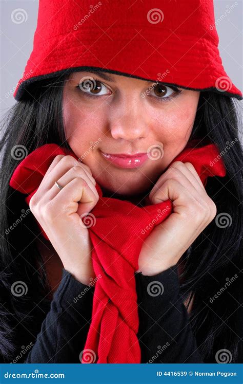 Red Hat Stock Image Image Of Long Adult Attractive
