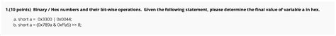 Solved 110 Points Binary Hex Numbers And Their Bit Wise